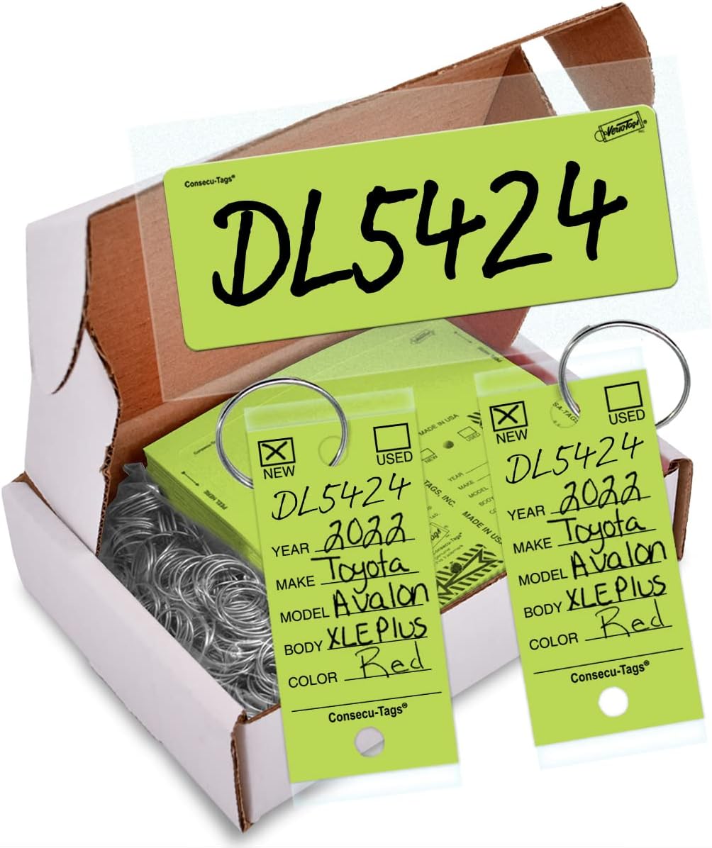 250 Key Tags with Rings Plus 125 Blank Inventory Stock Number Window ...