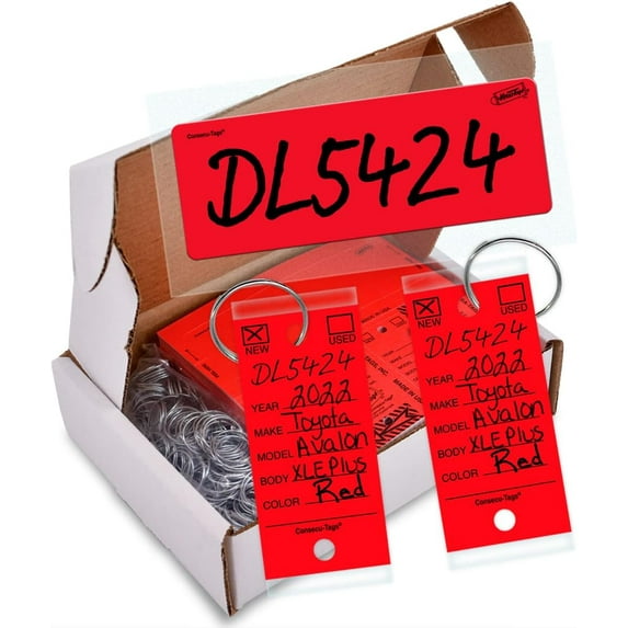 250 Key Tags with Rings Plus 125 Blank Inventory Stock Number Window ...