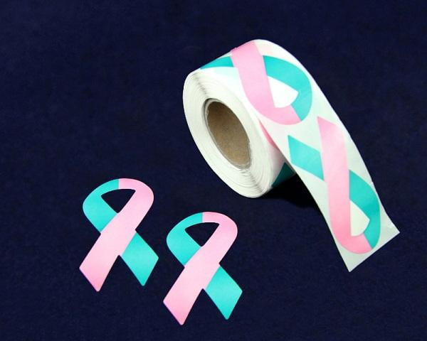 250 Large Pink & Teal Ribbon Stickers (250 Stickers) - Walmart.com