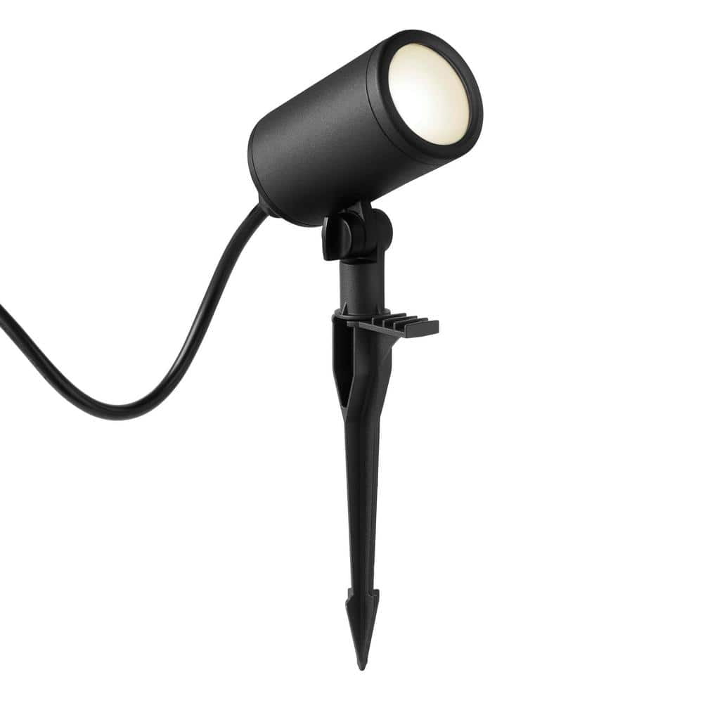 250 Lumens Black Plug-in Integrated LED Outdoor Spotlight with Timer ...