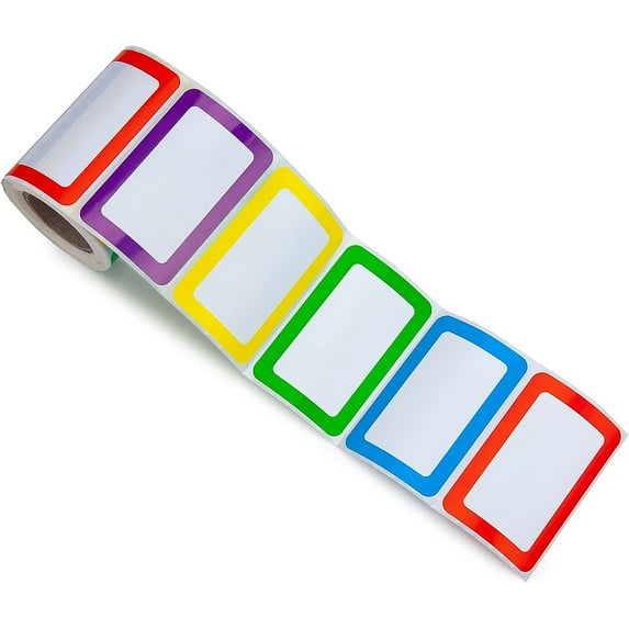 250 Name Label Tags, Large Colorful Plain Name Tag Labels Stickers ...