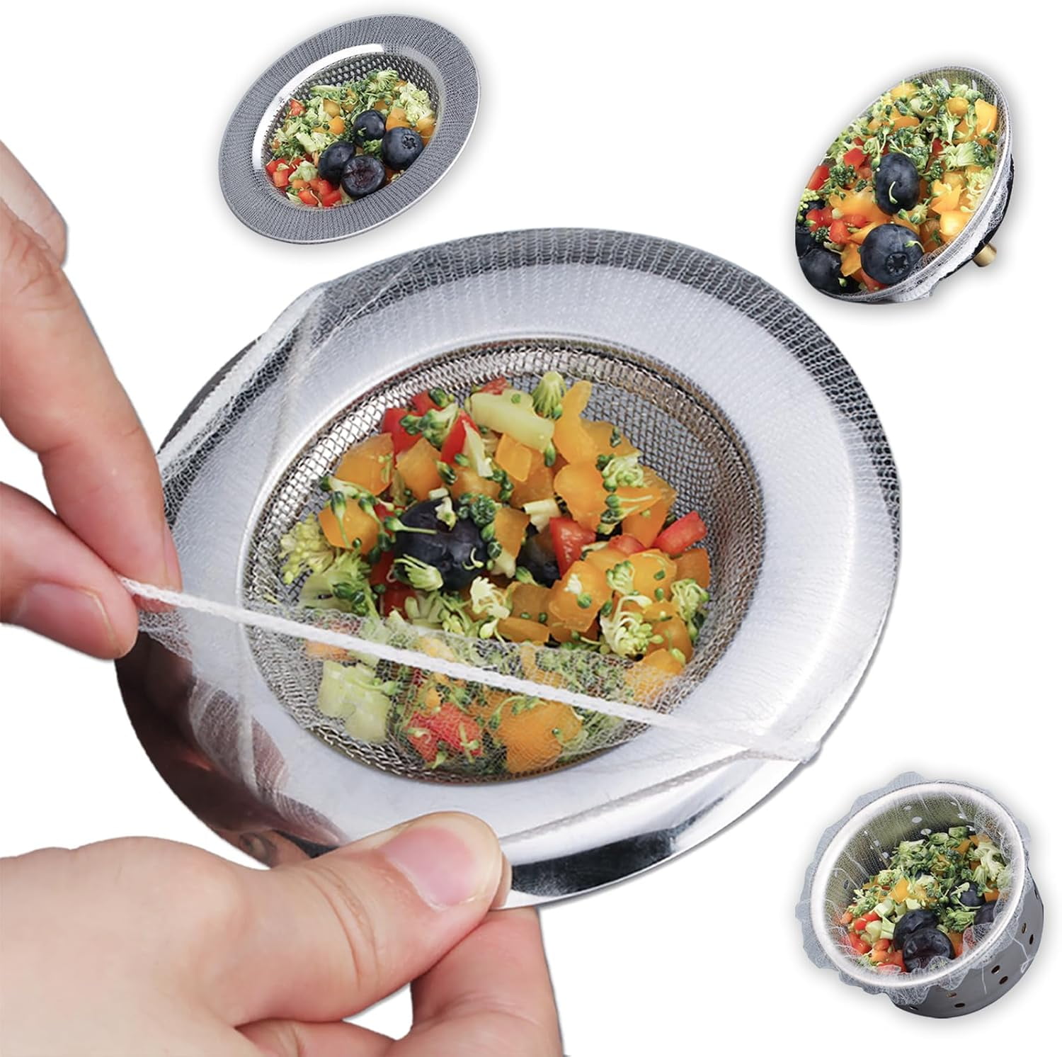 250 PCS Kitchen Disposable Mesh Sink Strainer Bag and PP Extraction Box ...