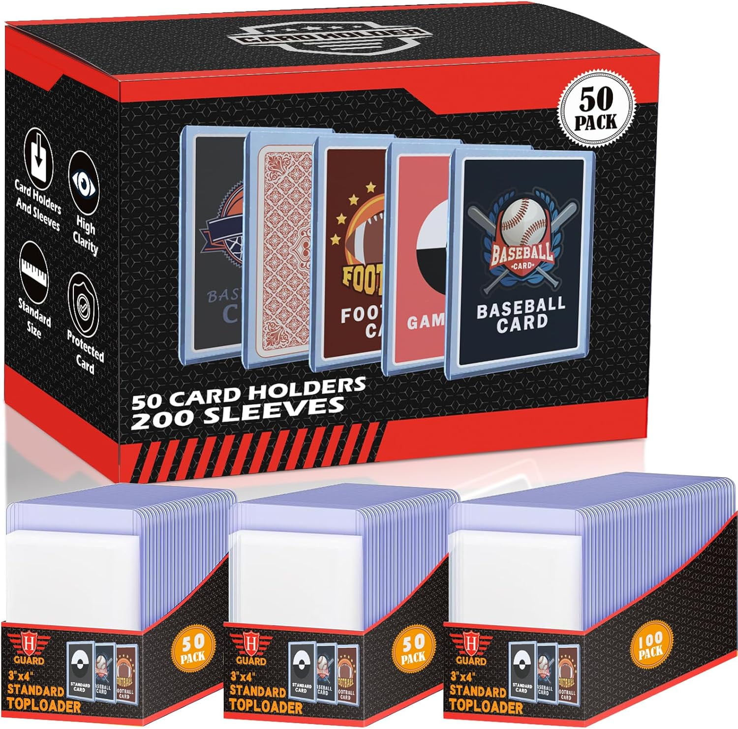 250 PCS TopLoaders Card Sleeves for Trading Cards, 3" x 4" Baseball ...