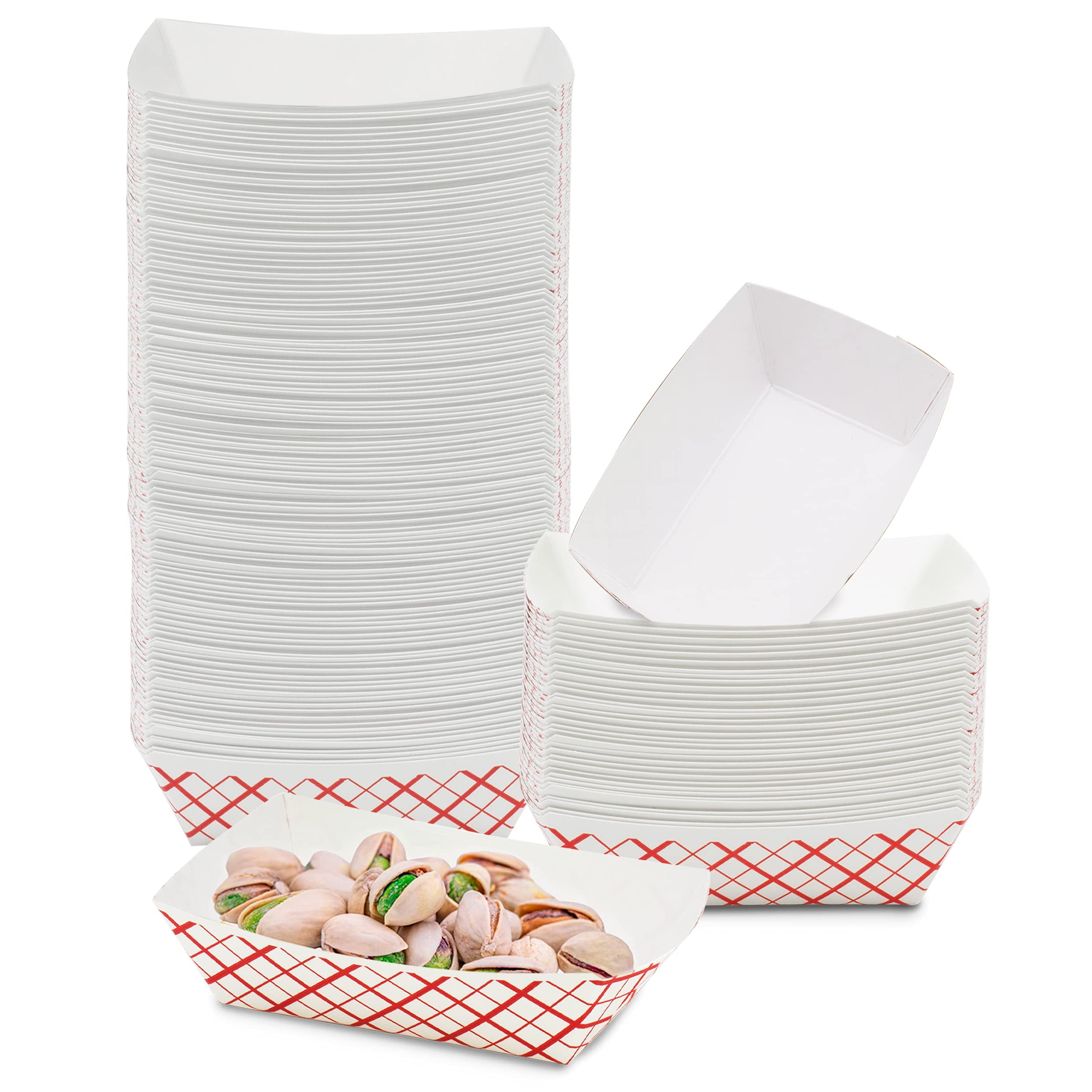 FMP Brands 250 Pack 0.25 lb Disposable Paper Food Trays, Red Check ...