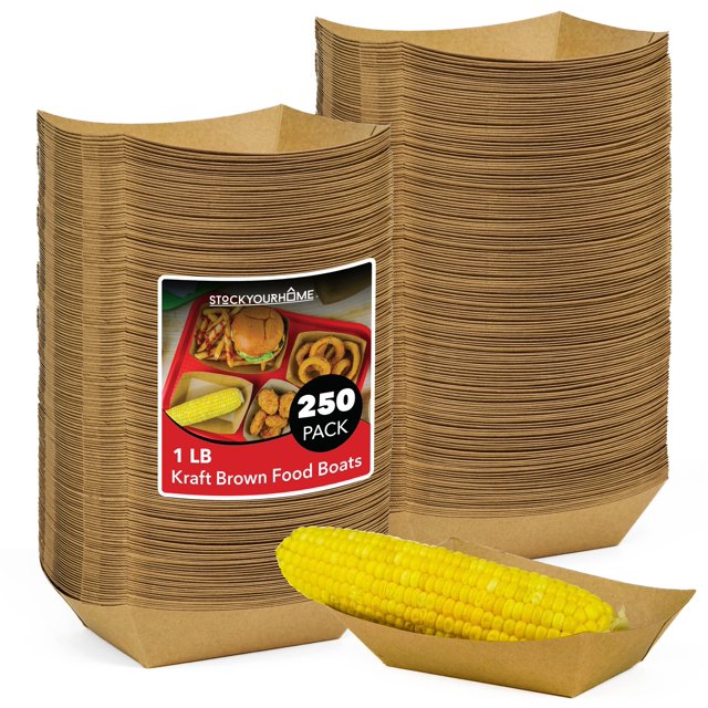 Walmart 250 Pack 1-Lb Kraft Paper Food Trays, Disposable Serving Boats ...