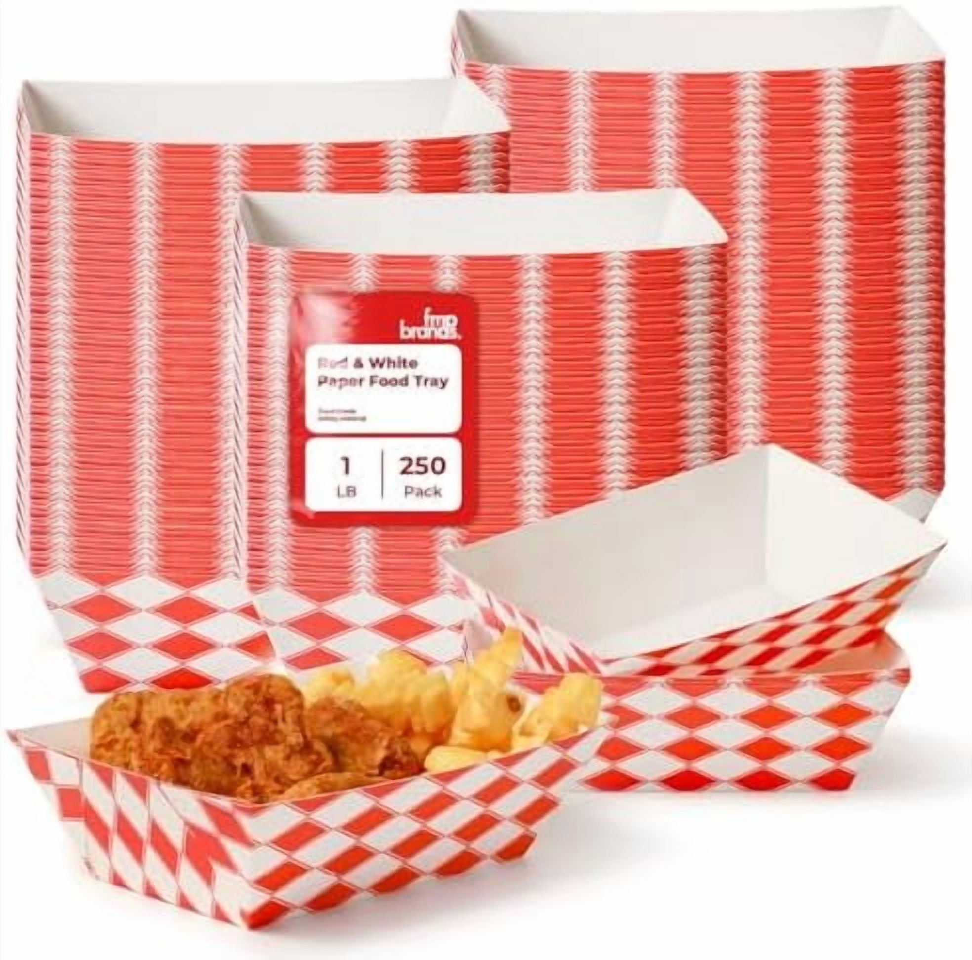 [250 Pack 1 lb Paper Food Boats Heavy Duty Disposable Food Trays, Red ...
