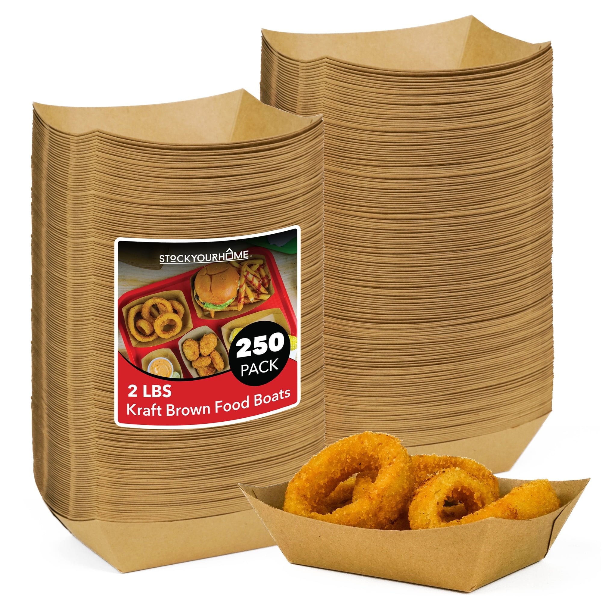 Stock Your Home 250 Pack 2-Lb Brown Kraft Paper Food Trays, Disposable ...