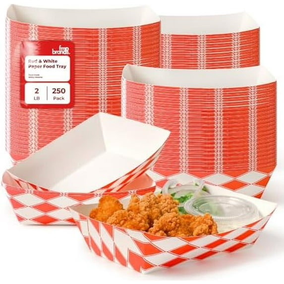 [250 Pack 2 lb Paper Food Boats Heavy Duty Disposable Food Trays, Red ...