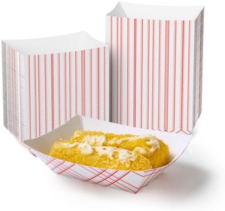 250 Pack 2lb Paper Food Tray Red, Disposable Paper Food Boats, Food ...