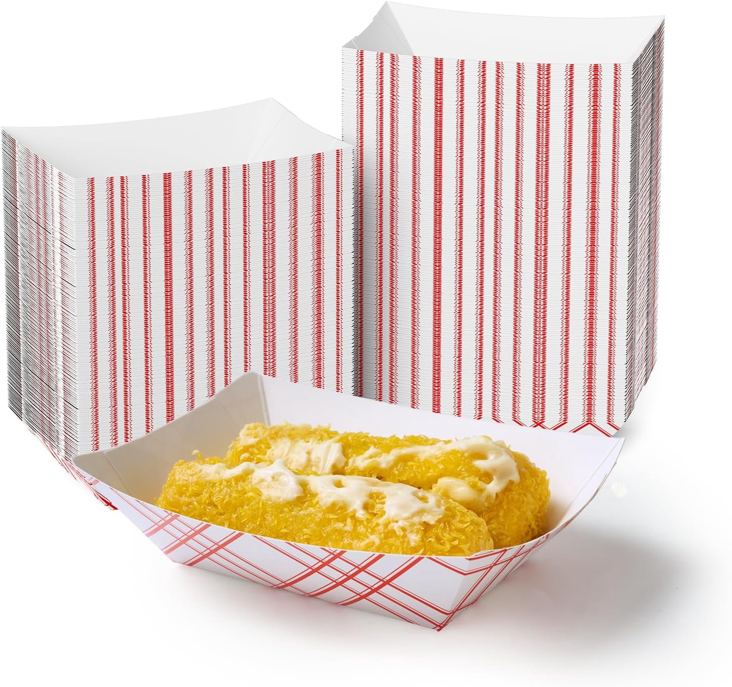 250 Pack 2lb Paper Food Tray Red, Disposable Paper Food Boats, Food ...