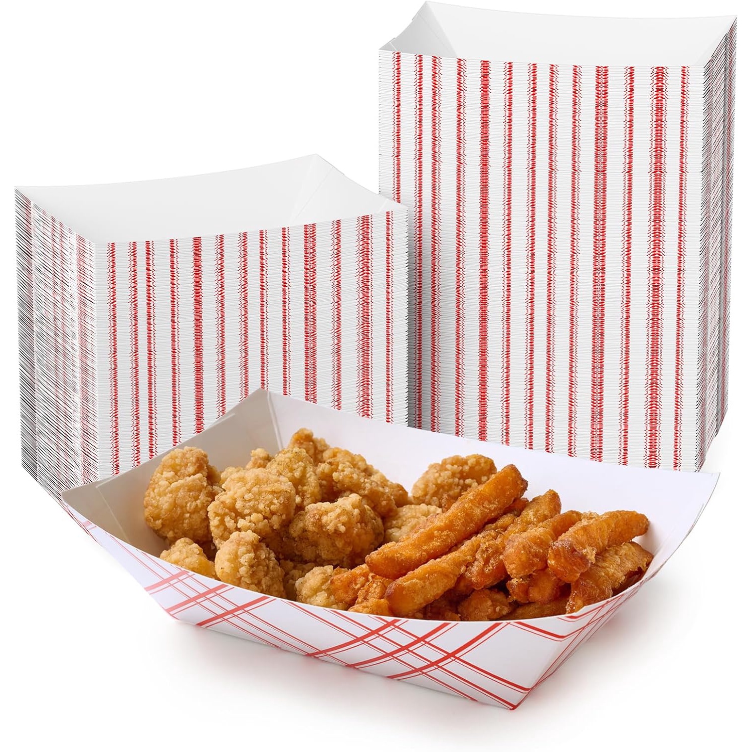 250 Pack 3lb Paper Food Tray Red, Disposable Paper Food Boats, Food ...