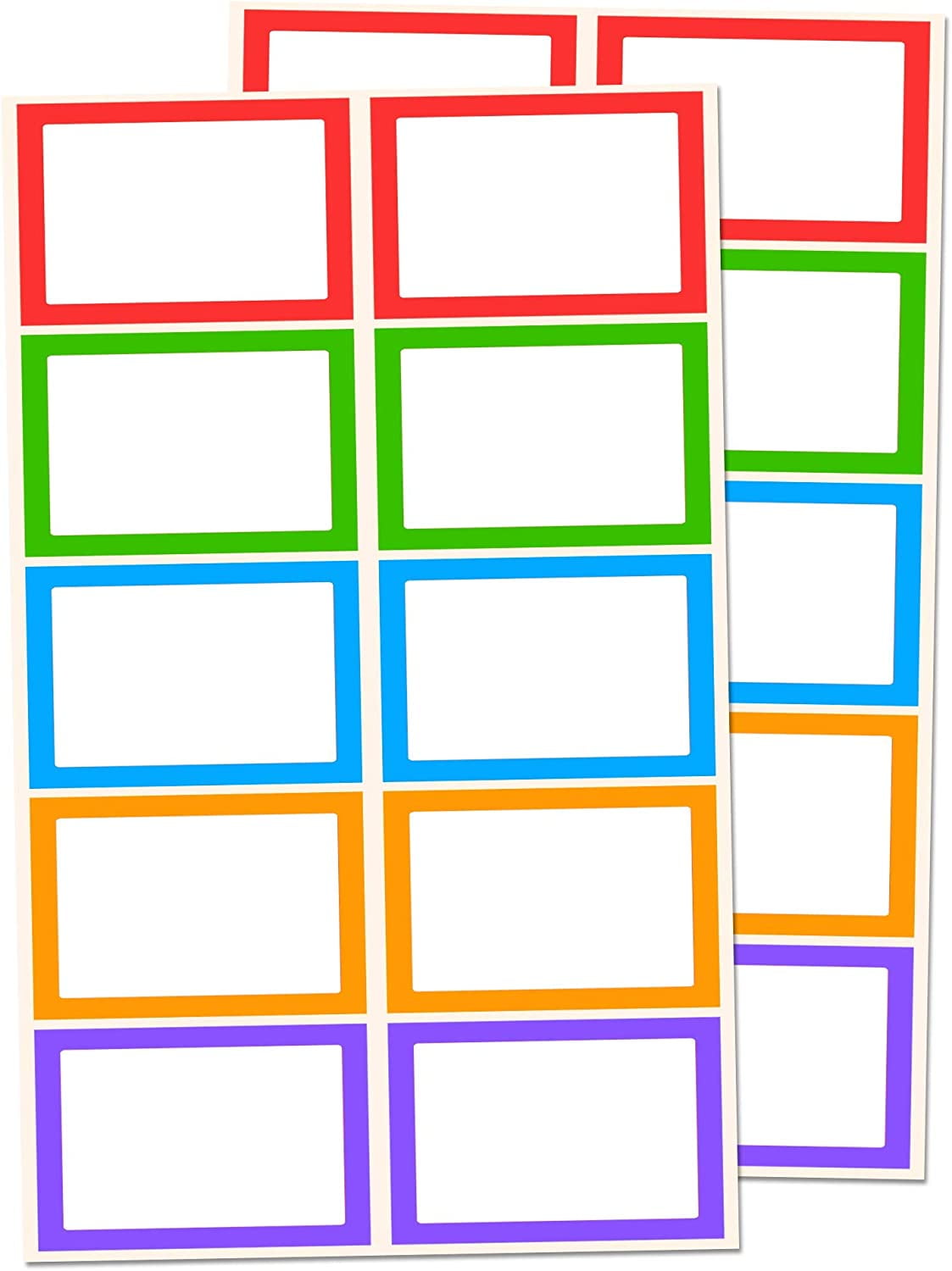 250 Pack - Coloured Labels Stickers Name Tags, 7.5 x 5 cm, 5 Colours ...