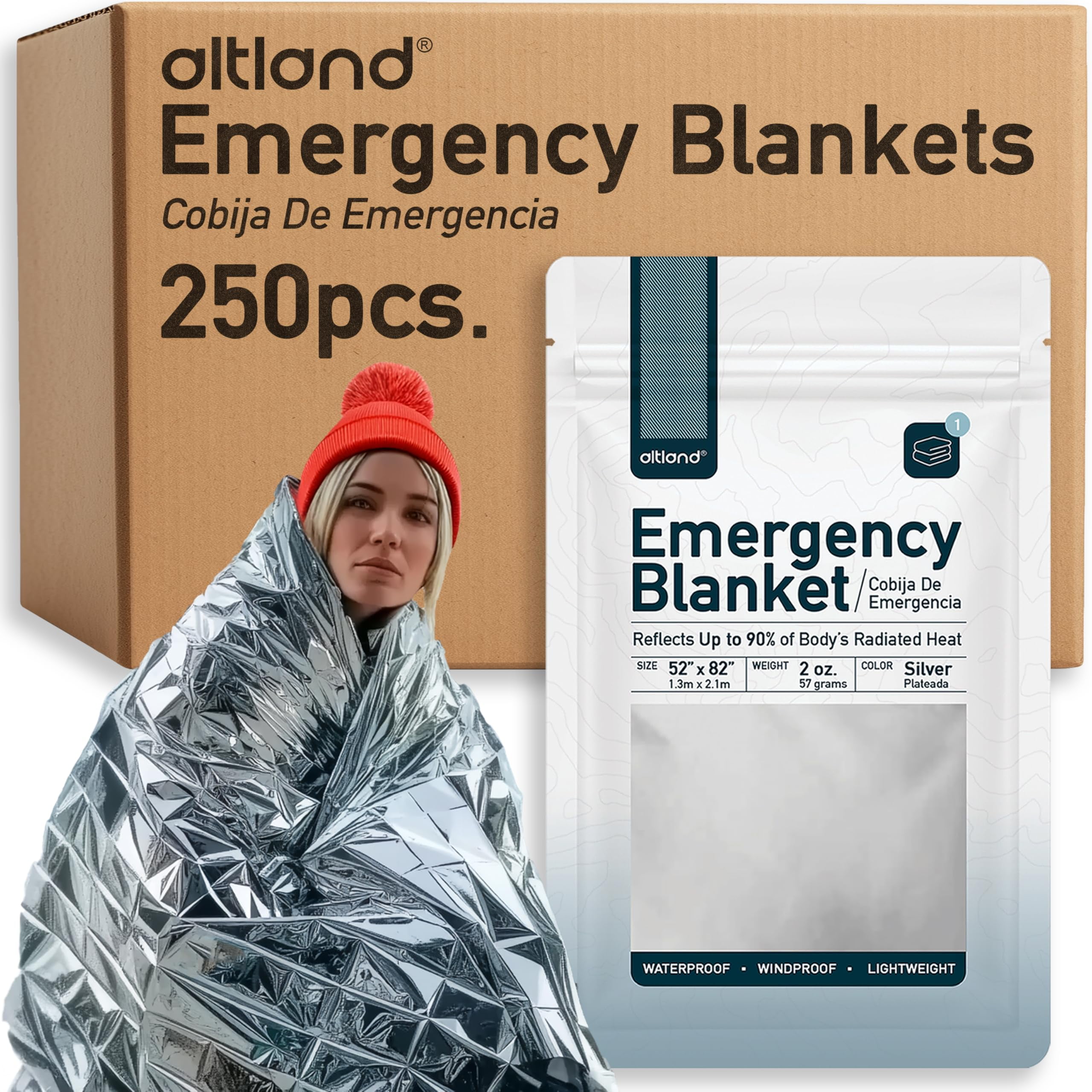 250 Pack of Emergency Blankets - Heat Reflective Blankets for Winter ...