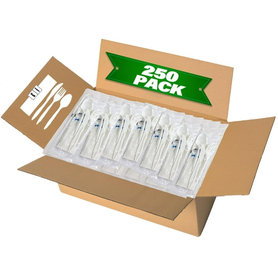 250 Pack Individually Wrapped Cutlery Set, Dispobasble Utensils Sets ...
