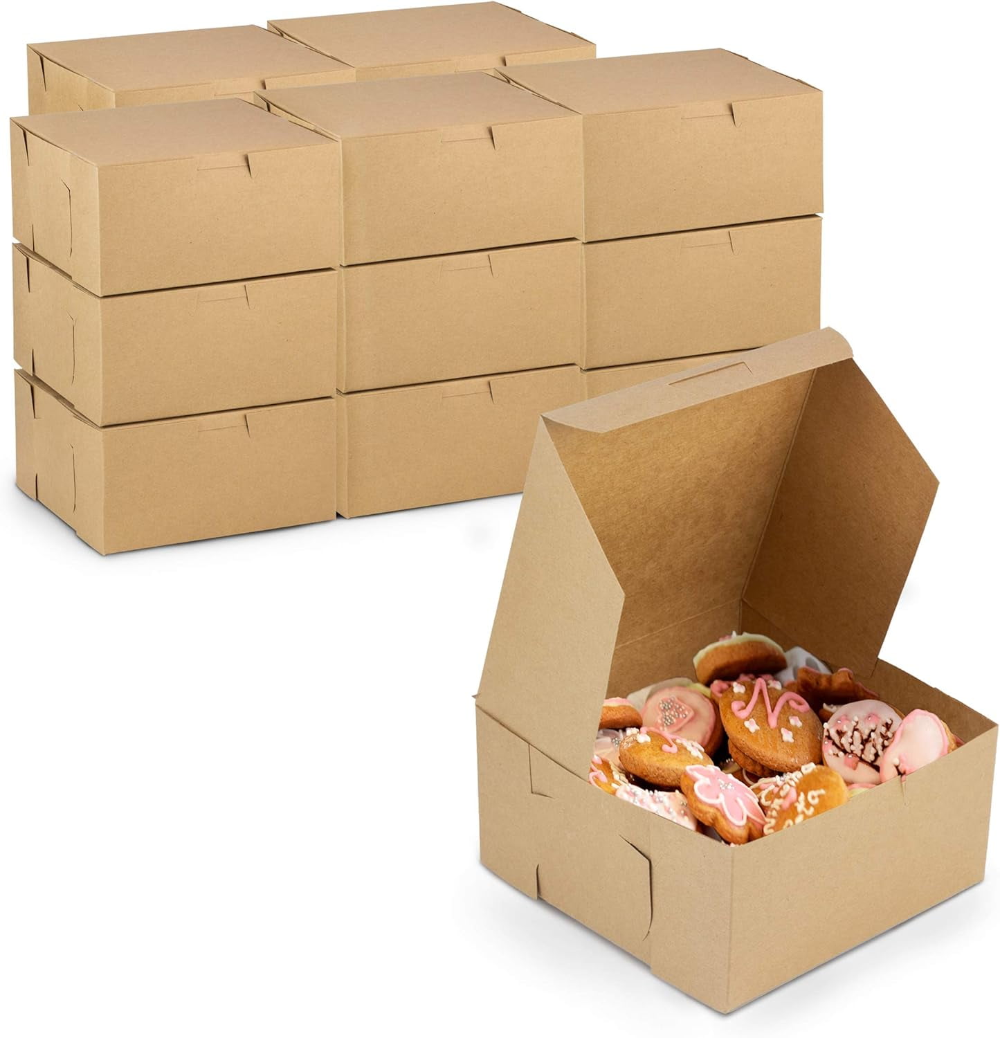 [250 Pack] Kraft Pie Boxes - 6x6x3 Inch Brown Boxes for Baked Goods ...