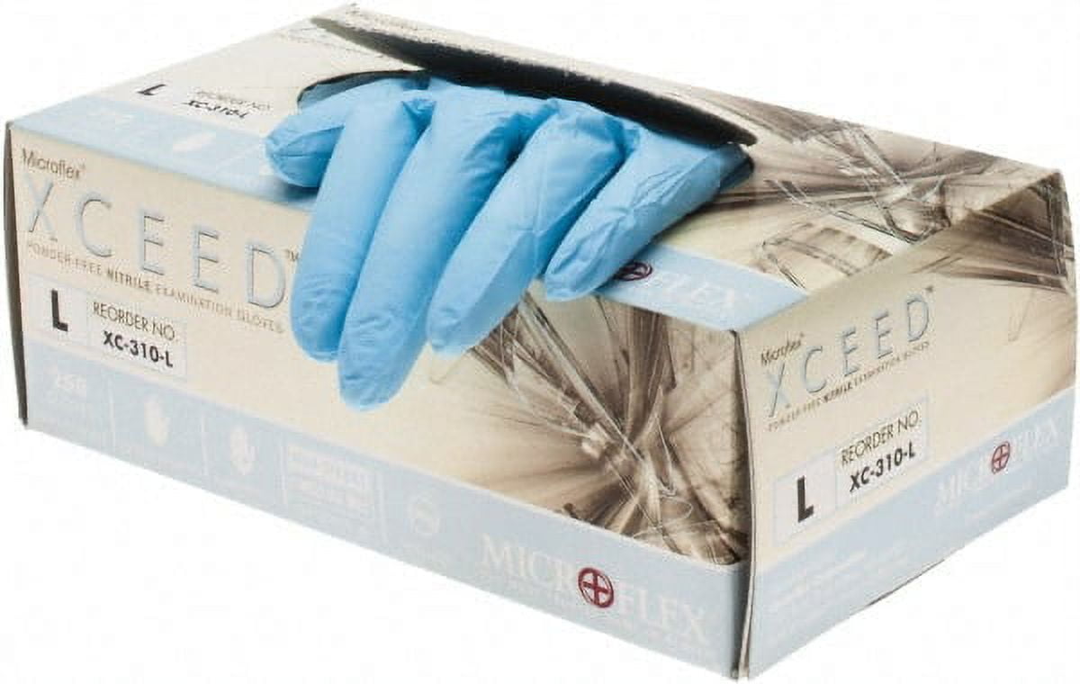 250 Pack Microflex XC-310-L Disposable Gloves, Size Large, 3 mil ...