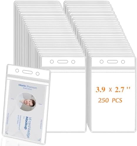 250 Pack Name ID Badge Holder-Plastic Badge Holder for Lanyard ...