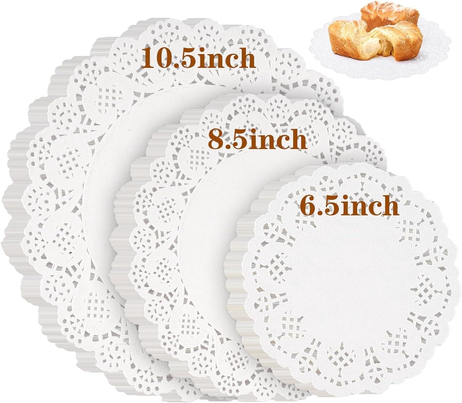 250 Pack Paper Doilies Assorted Sizes, 6.5inch 8.5 inch and 10.5 inch ...