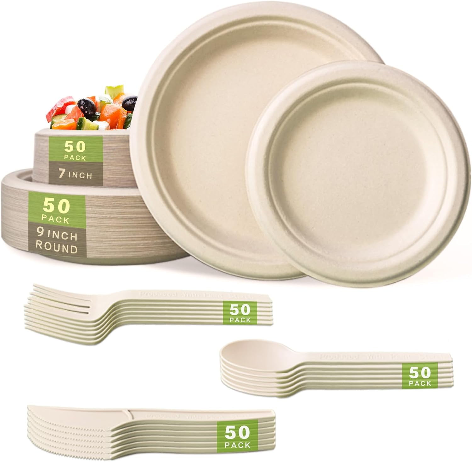 250 Pack Paper Plates Set Party Supplies Severs 50 Guests Disposable ...