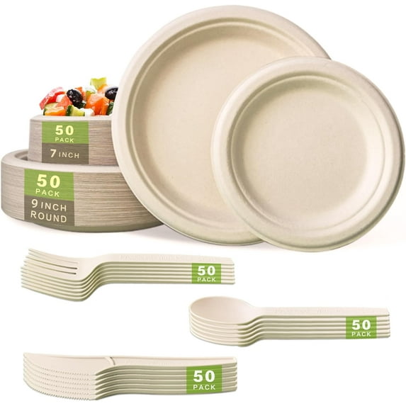 250 Pack Paper Plates Set Party Supplies Severs 50 Guests Disposable ...