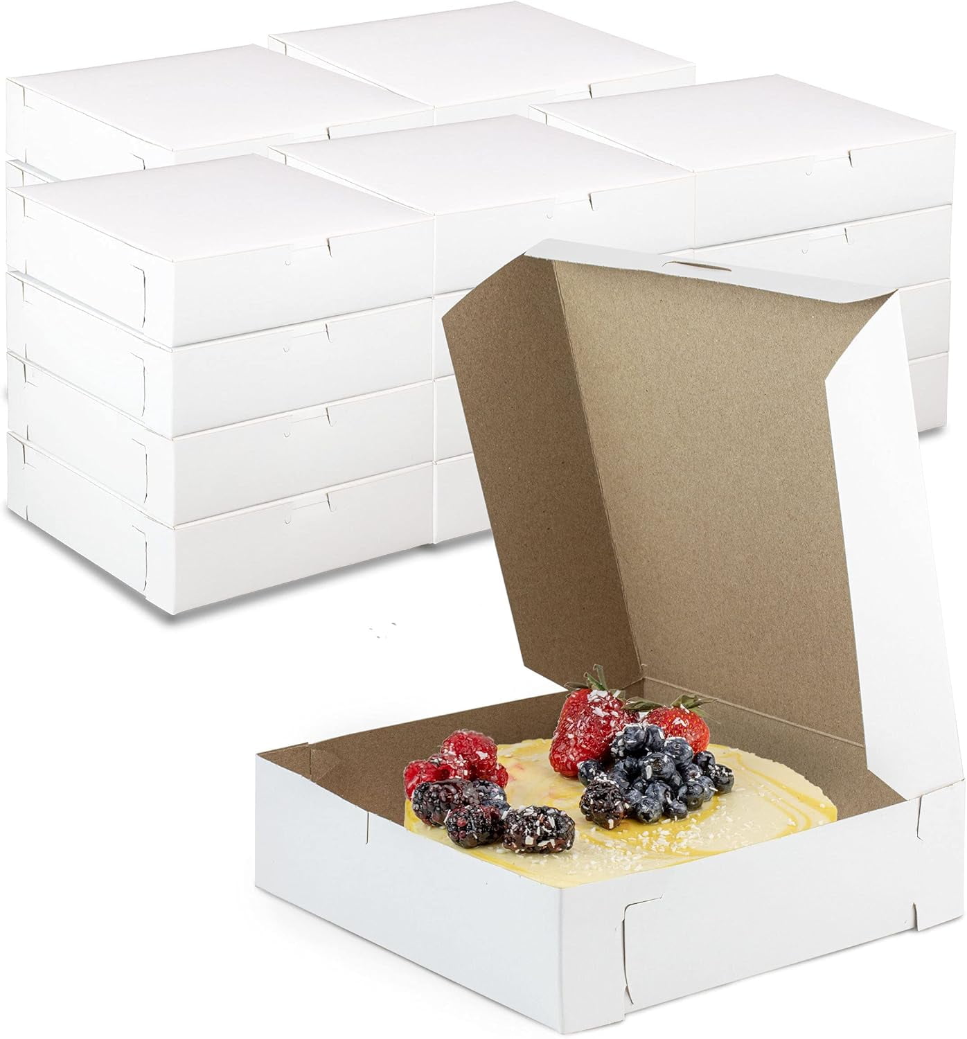 [250 Pack] Pastry Boxes - 9 x 9 x 3 Inch White Bakery Box for Cookies ...