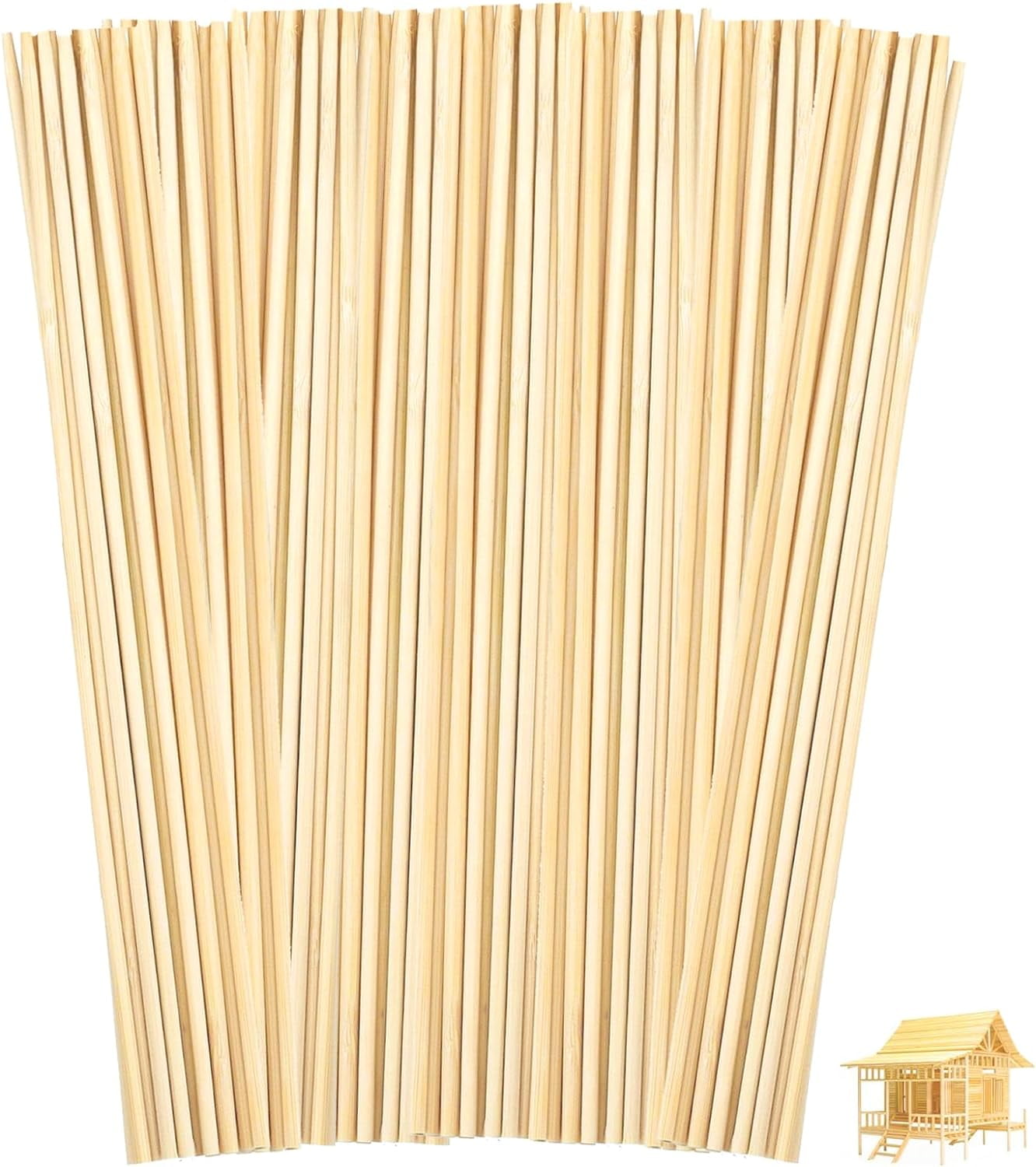 250 Pack Wooden Dowel, Unfinished Natural Wood Dowel Rods, Solid Log ...