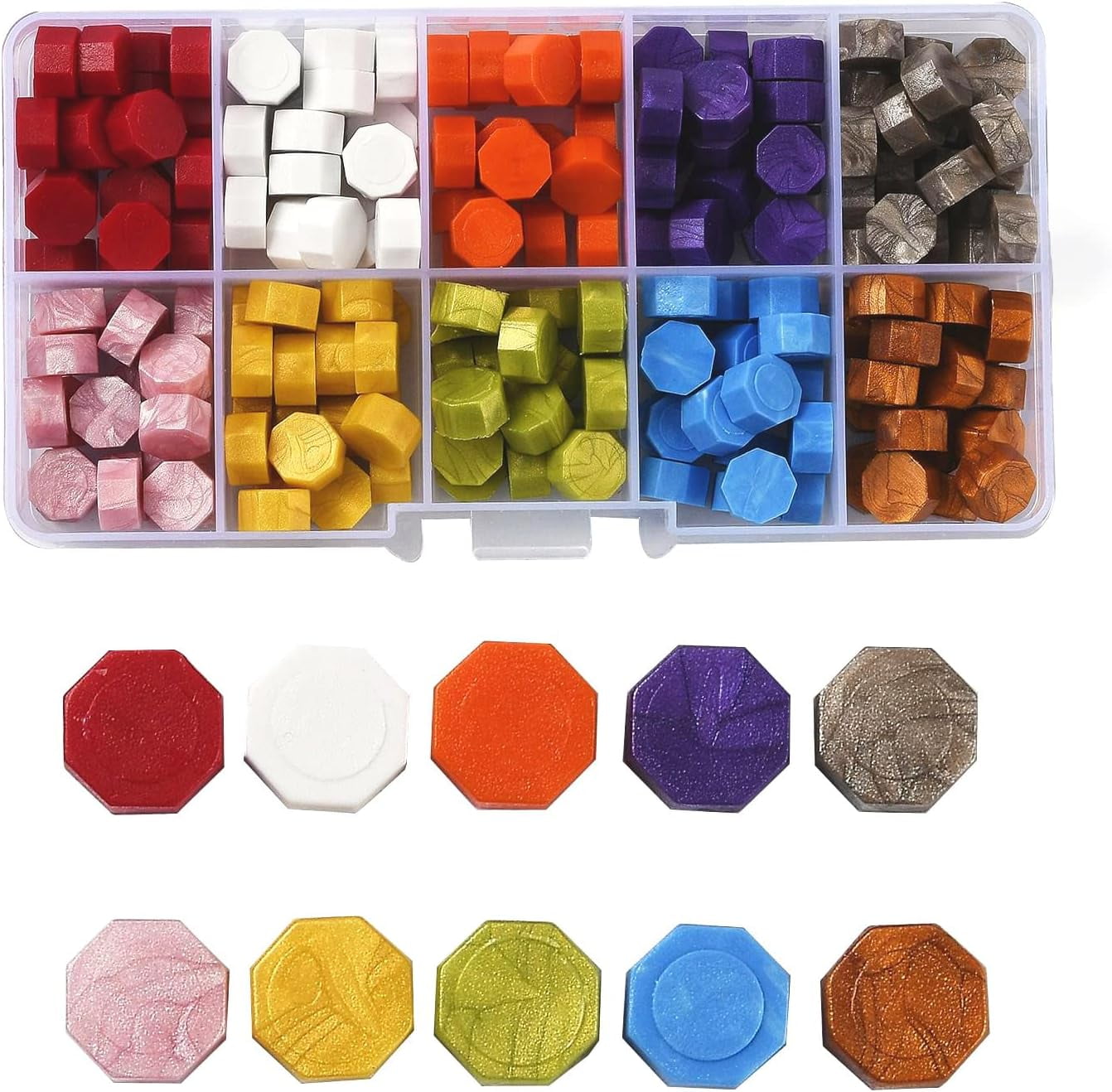 250 Pcs 10 Colors Sealing Wax Particles Octagonal Wax Sealing Beads ...