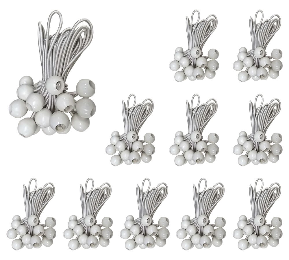 (250 Pcs) 11" White Ball Bungee Cords for Tarp Tie Down - Heavy Duty ...