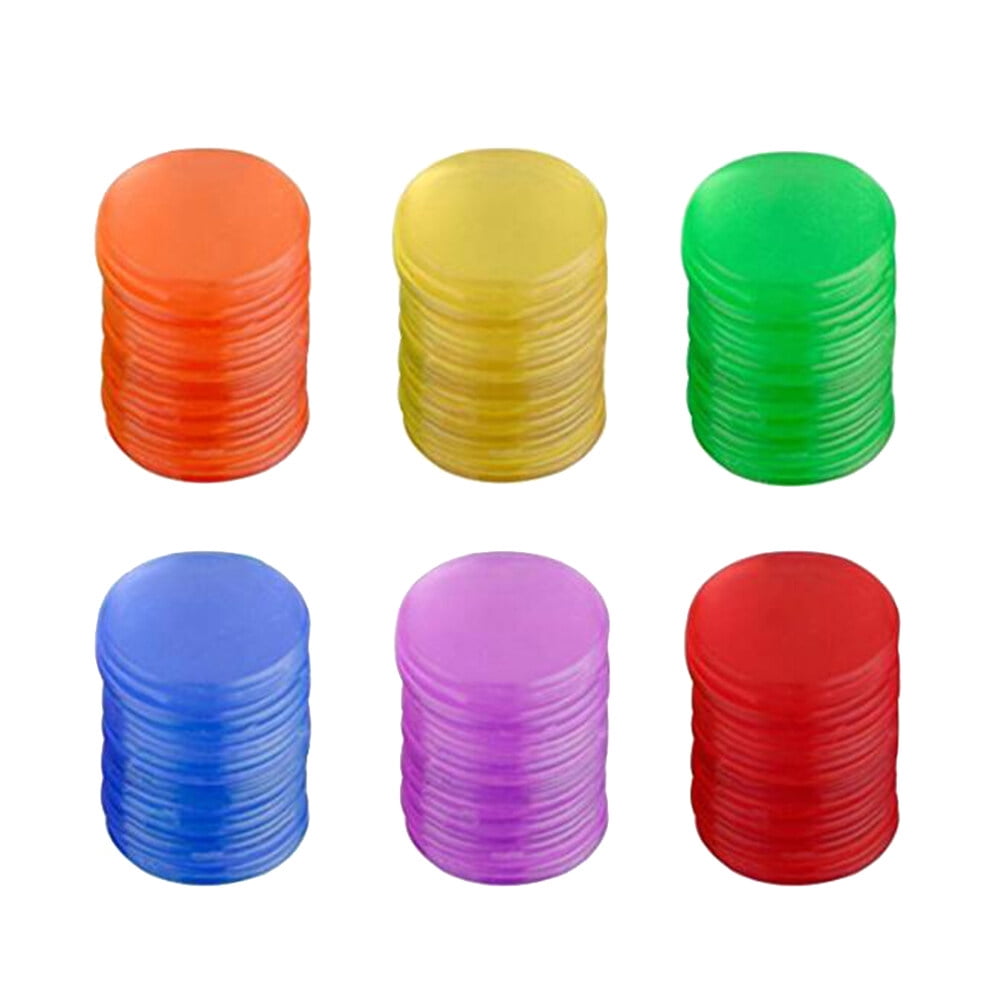 250 Pcs 19MM Counting Chips Transparent Color Plastic Round Slices ...