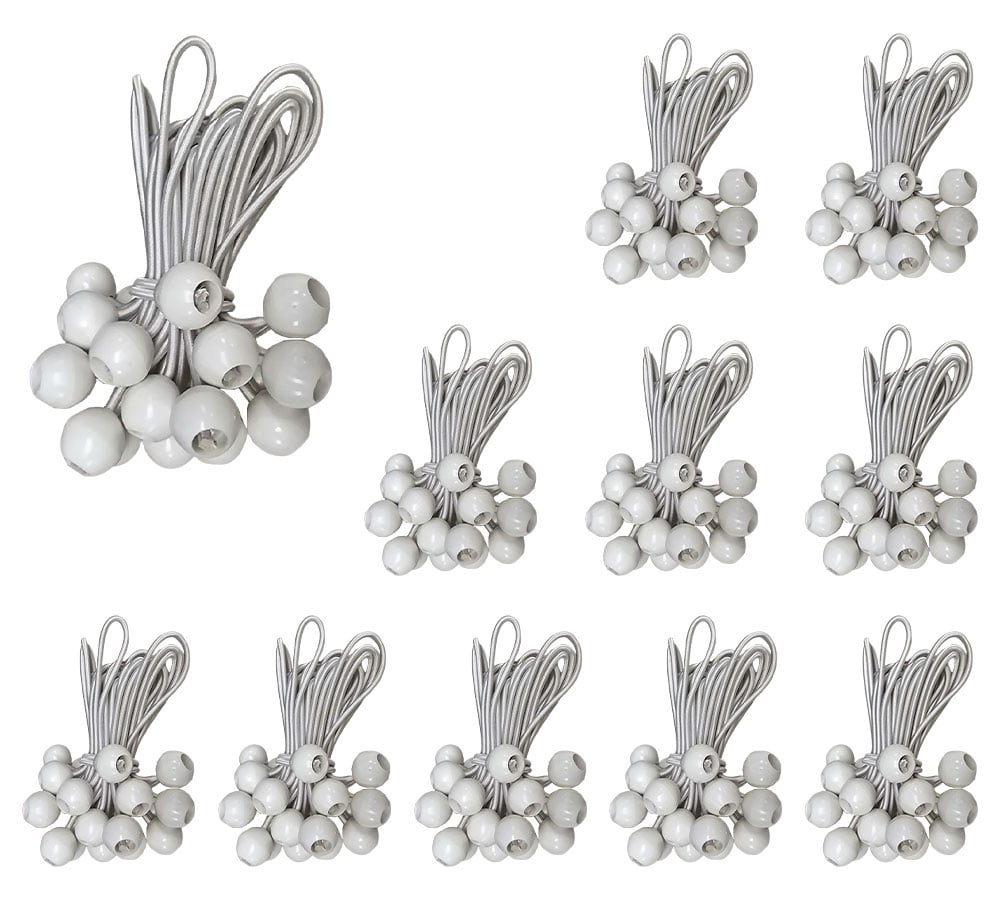 (250 Pcs) 6" White Ball Bungee Cords for Tarp Tie Down - Heavy Duty ...
