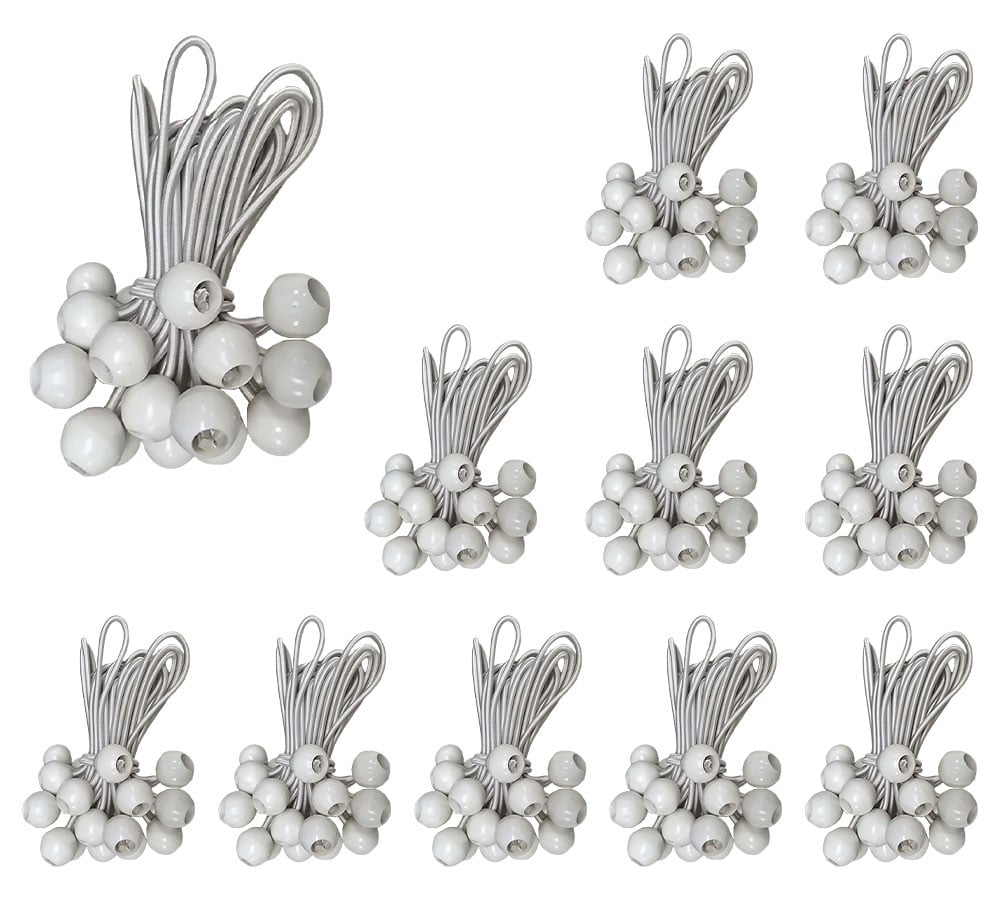 (250 Pcs) 9" White Ball Bungee Cords for Tarp Tie Down - Heavy Duty ...