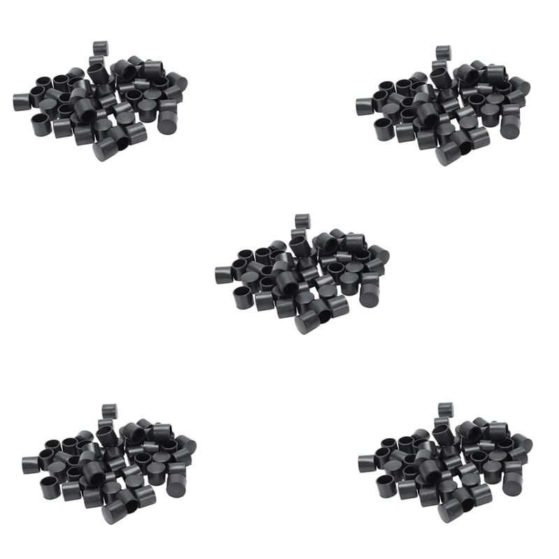 250 Pcs Black Rubber PVC Flexible Round End Cap Round 12mm Foot Cover ...