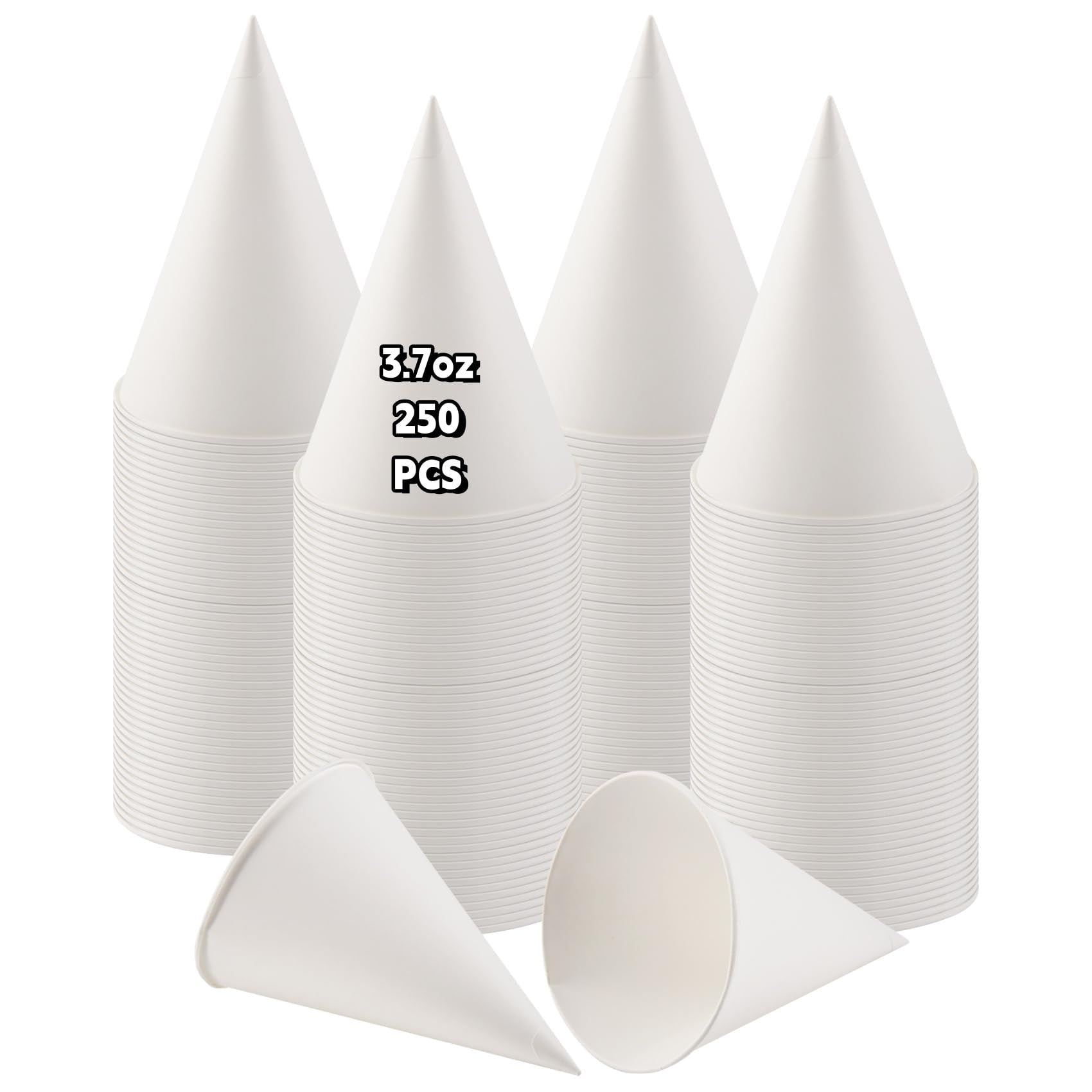 250 Pcs Cone Water Cups, 3.7oz Disposable Dispenser Paper Snow Cups for ...
