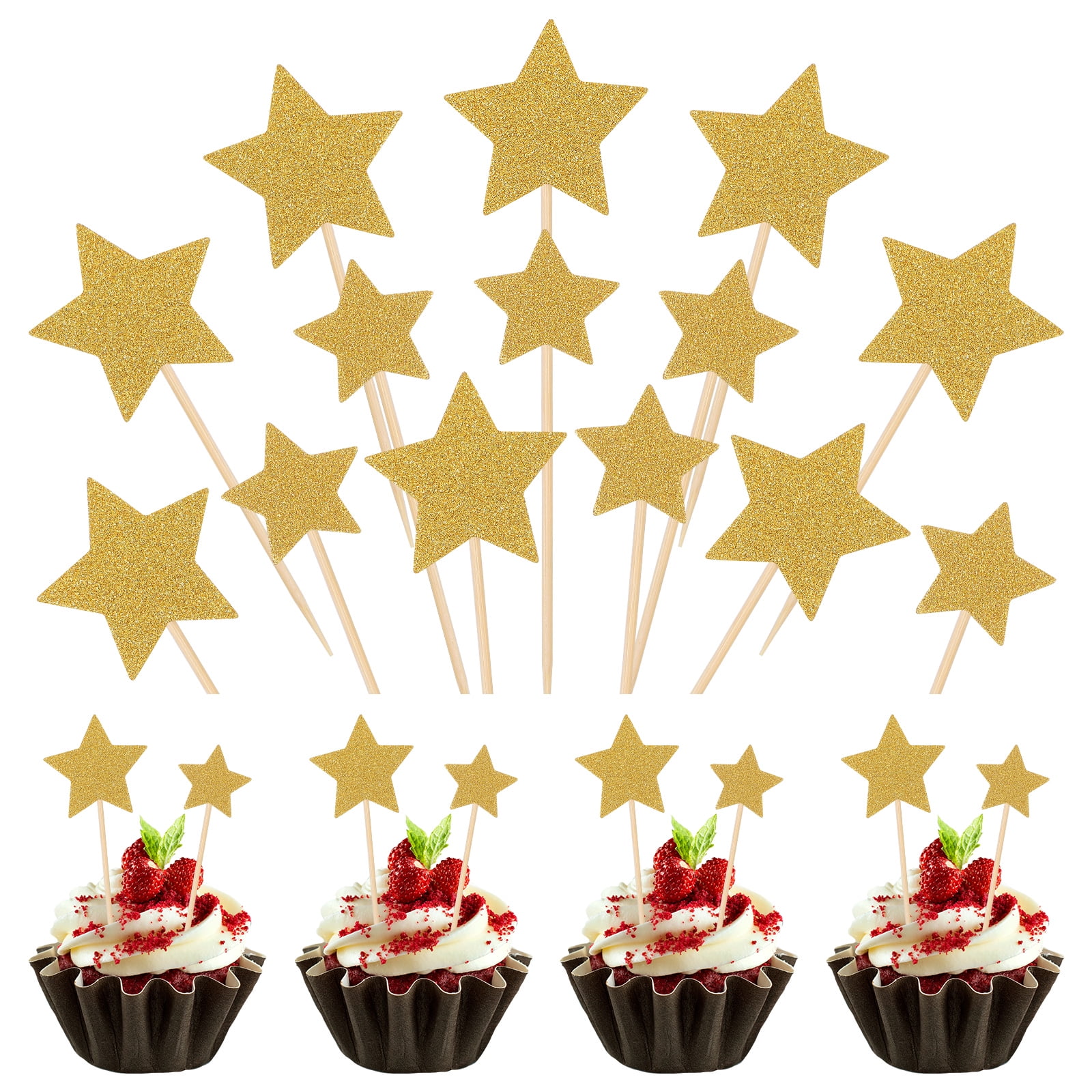 250 Pcs Gold Decor Glitter Star Decorations Wedding Cake Decorations ...