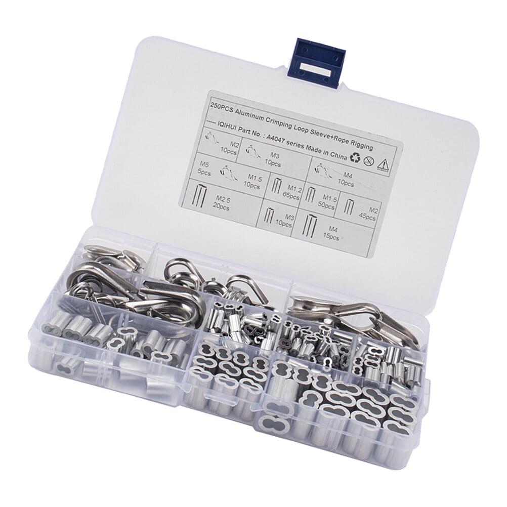 250 Pcs Heart Aluminum Set Cable Thimble Stainless Steel Wire Rope ...