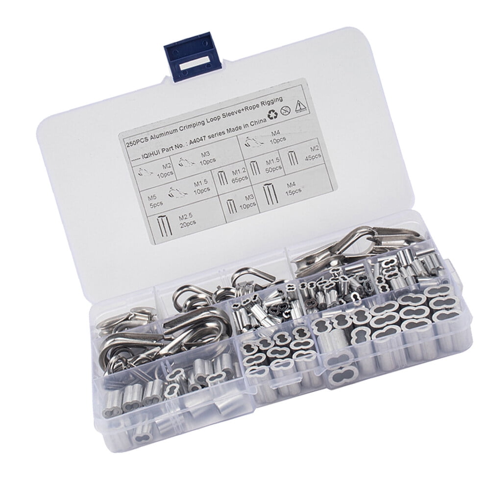 250 Pcs Heart Ring Aluminum Set Wire Rope Loop Crimping Loop Sleeve ...