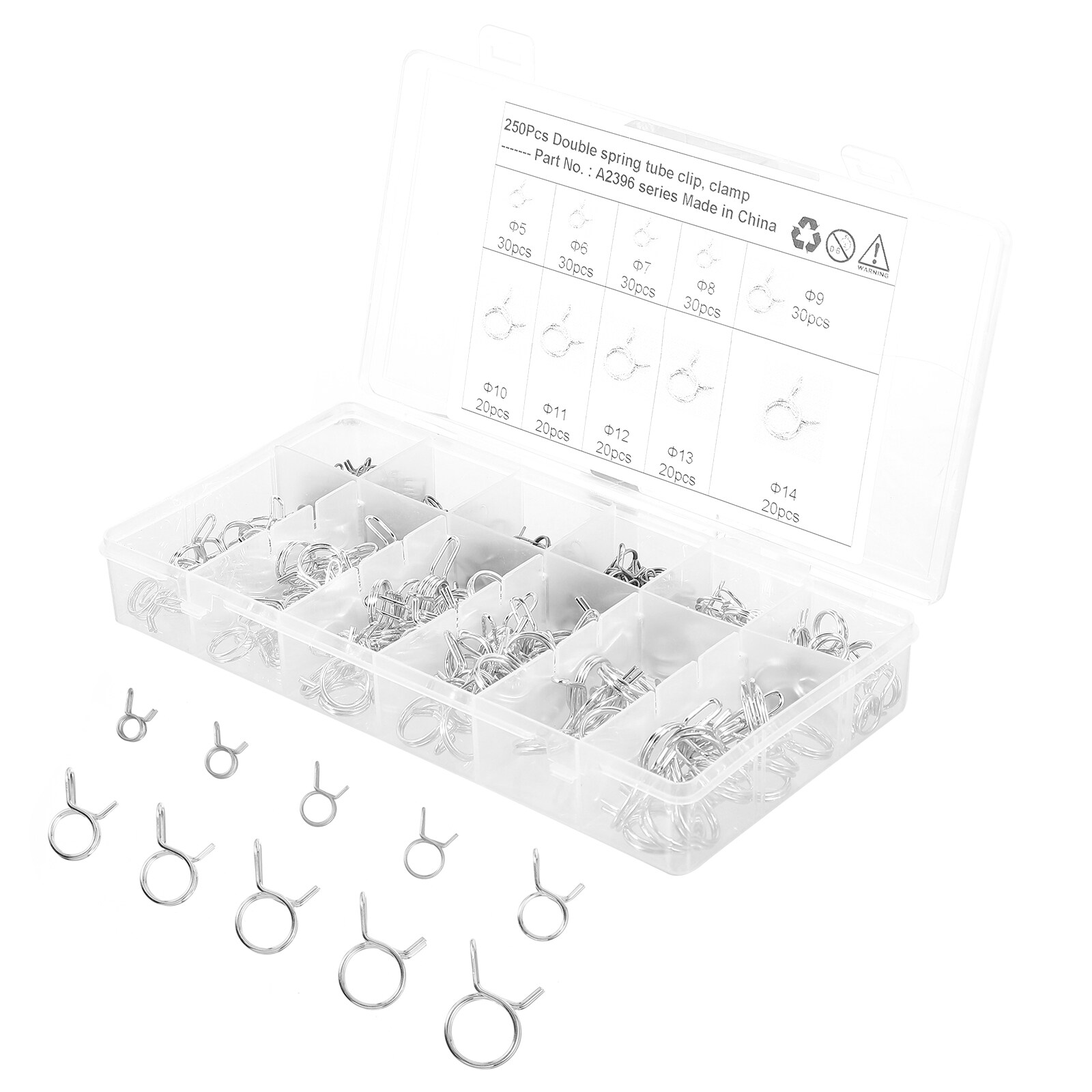 250 Pcs Line Spring Clips Electrical Flex Duct Air Hose Silver ...