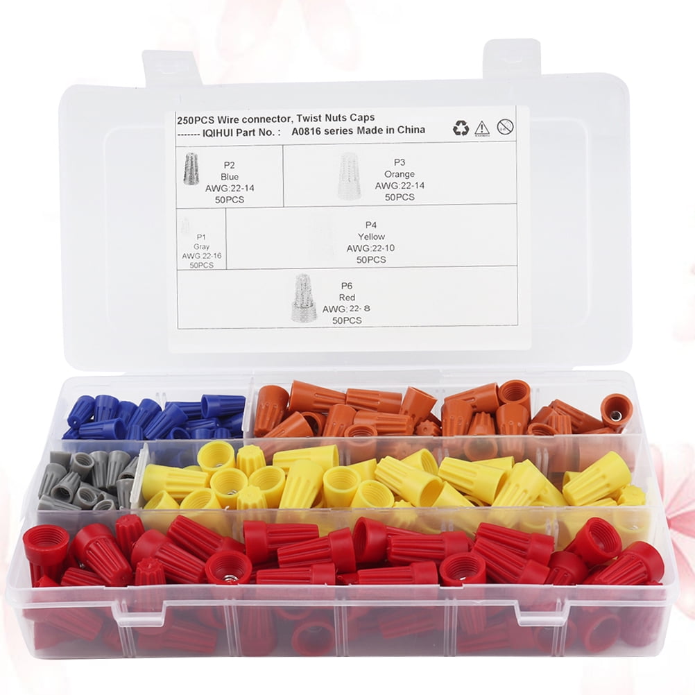 250 Pcs Spring Insert Wire Connector Screw Terminals Electrical Wire Connectors Spring Insert ...