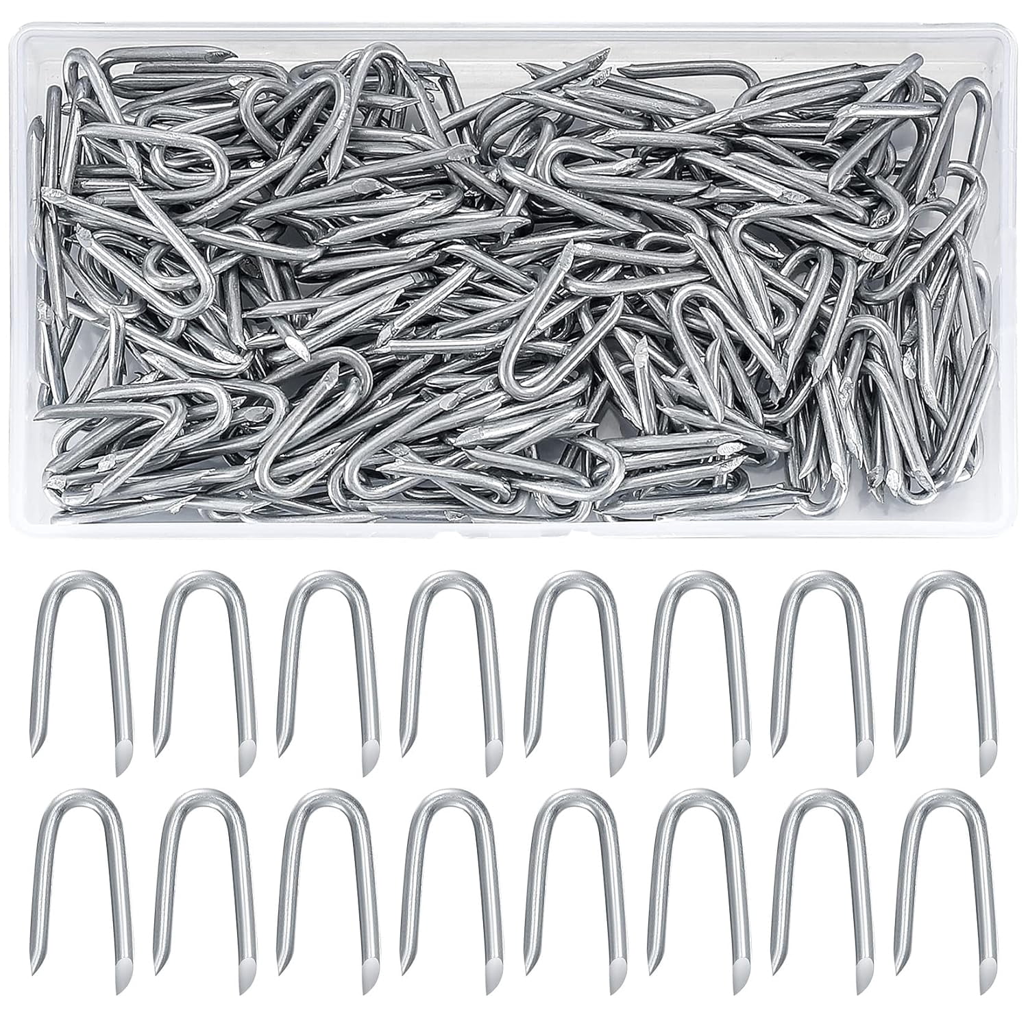 250 Pcs Steel Wire Fencing Staples, Galvanized Fence Staple Nails ...