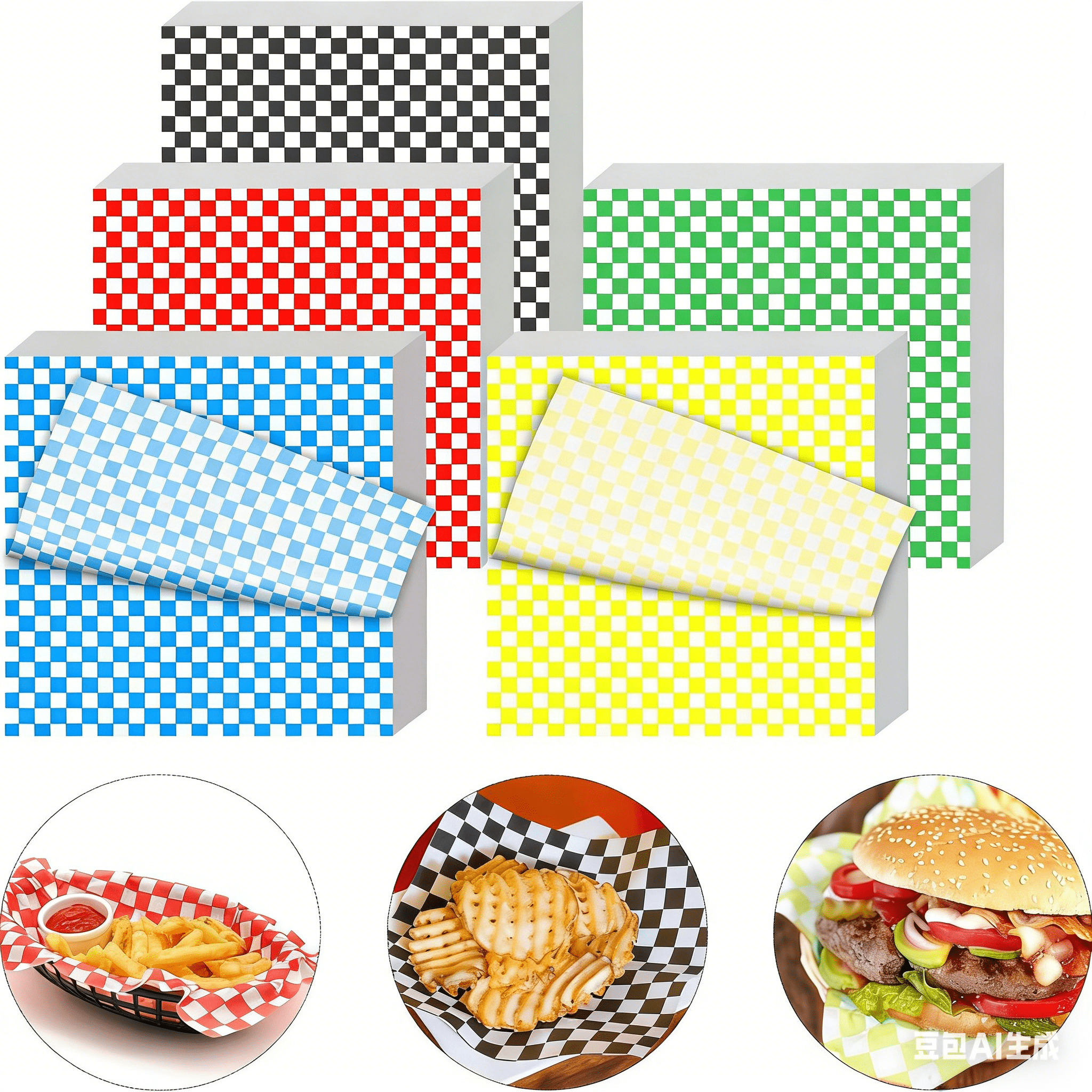 250 Pcs Wax Paper Sheets for Food, 12x12 Inch Checkered Grease ...