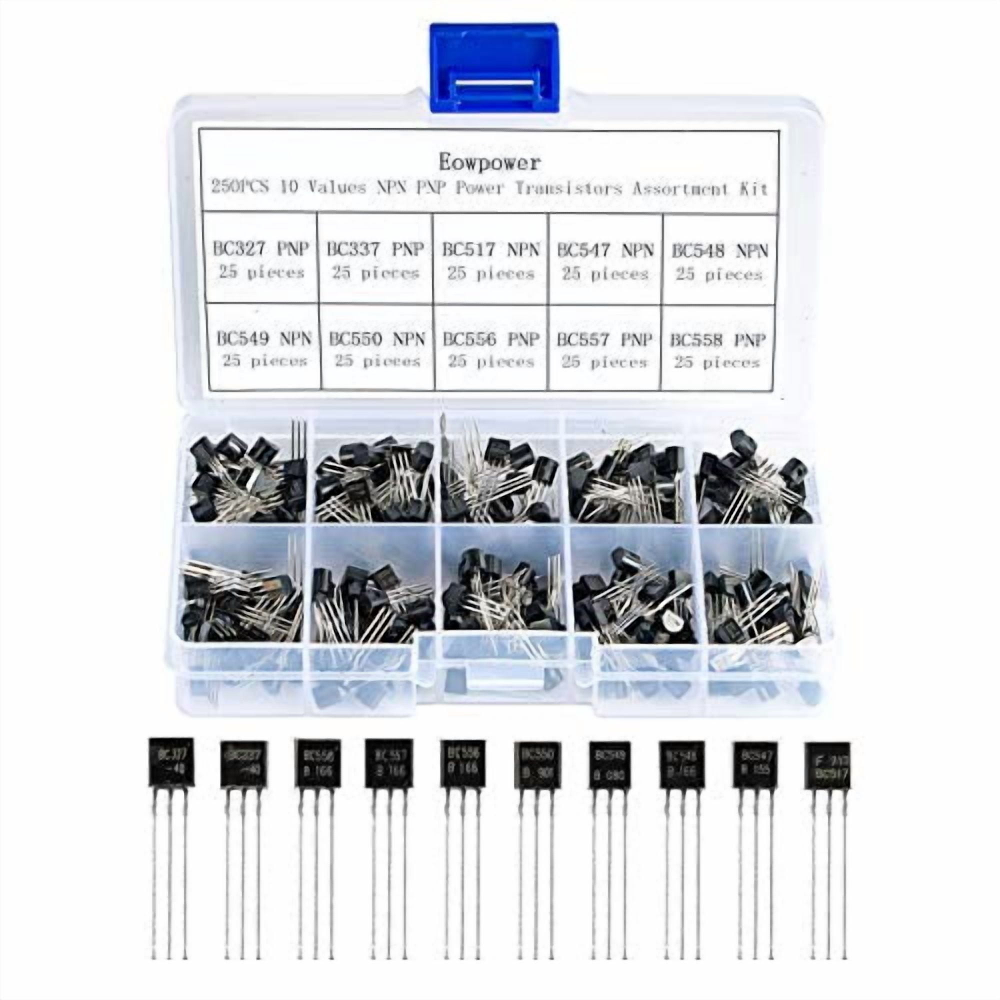 250 Pieces 10 Values NPN PNP Power Transistors Assortment Kit, BC327 ...
