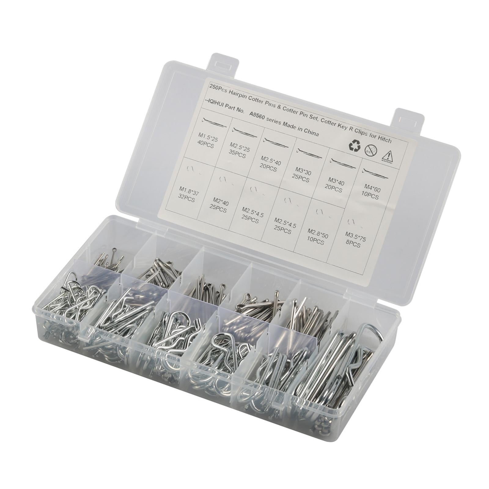 250 Pieces Cotter Pin Spring Fastener Hairpin Cotter Pins Set Heavy ...
