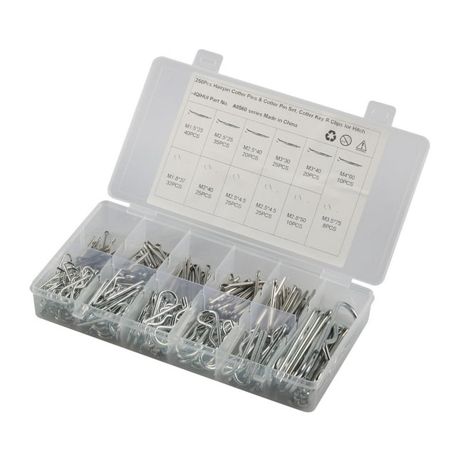 250 Pieces Cotter Pin Spring Fastener Hairpin Cotter Pins Set Heavy ...