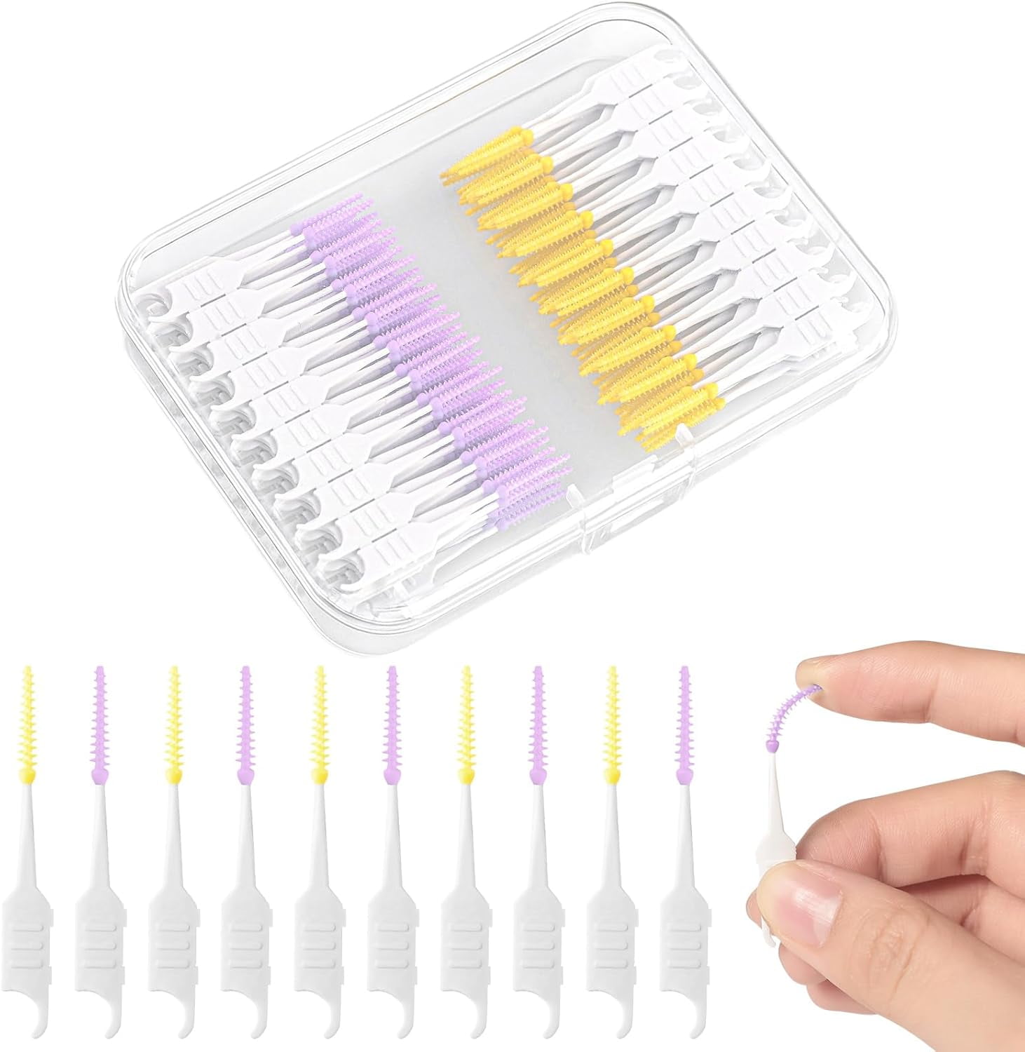 250 Pieces Interdental Brushes, Silicone Dental Floss Picks with Case ...