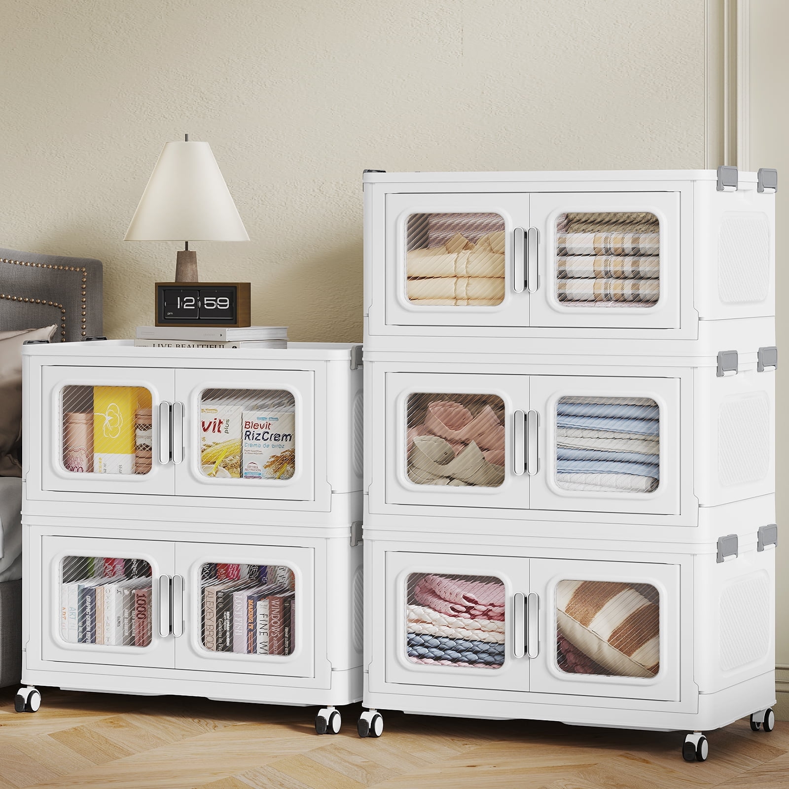 250 Qt Extra Large Stackable Storage Bins with Lid + 2set Wheels, 62 ...