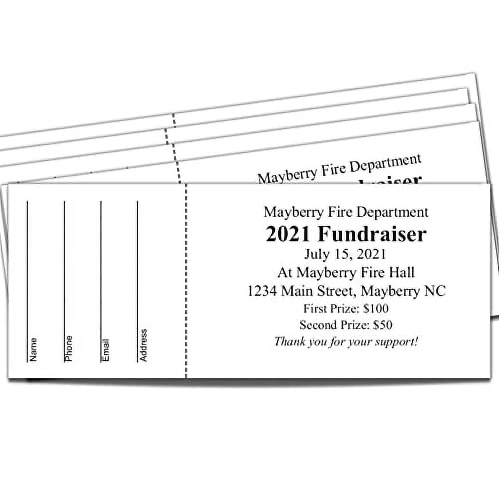 250 Raffle Tickets - Fundraiser, Raffles, 50/50, Auction, Giveaways ...