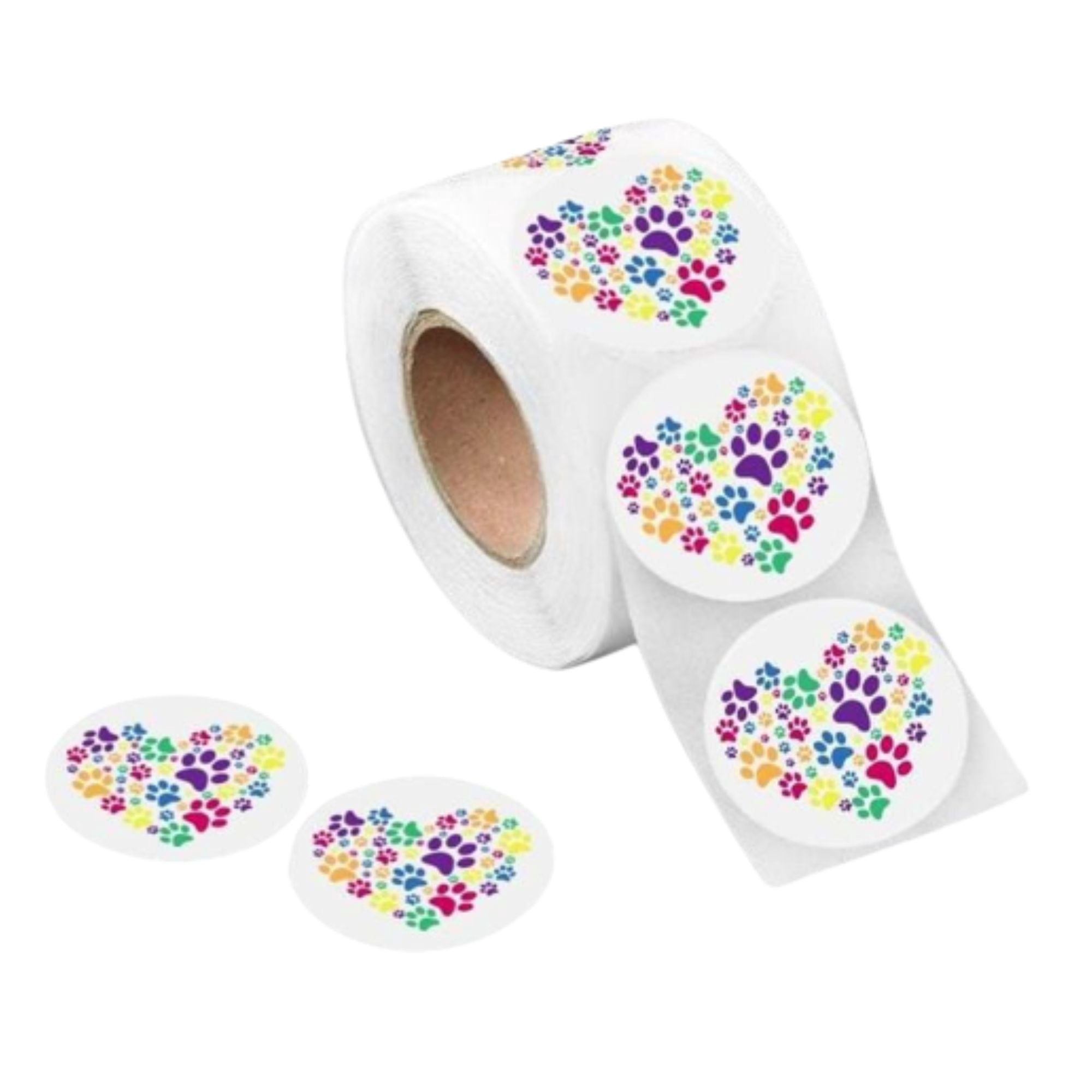 250 Rainbow Paw Print Heart Stickers (250 Per Roll) - Walmart.com