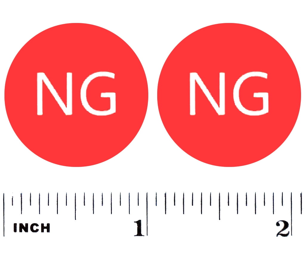 250 Red NG No Good Stickers Disapproval 1” Round Shape Adhesive Labels ...