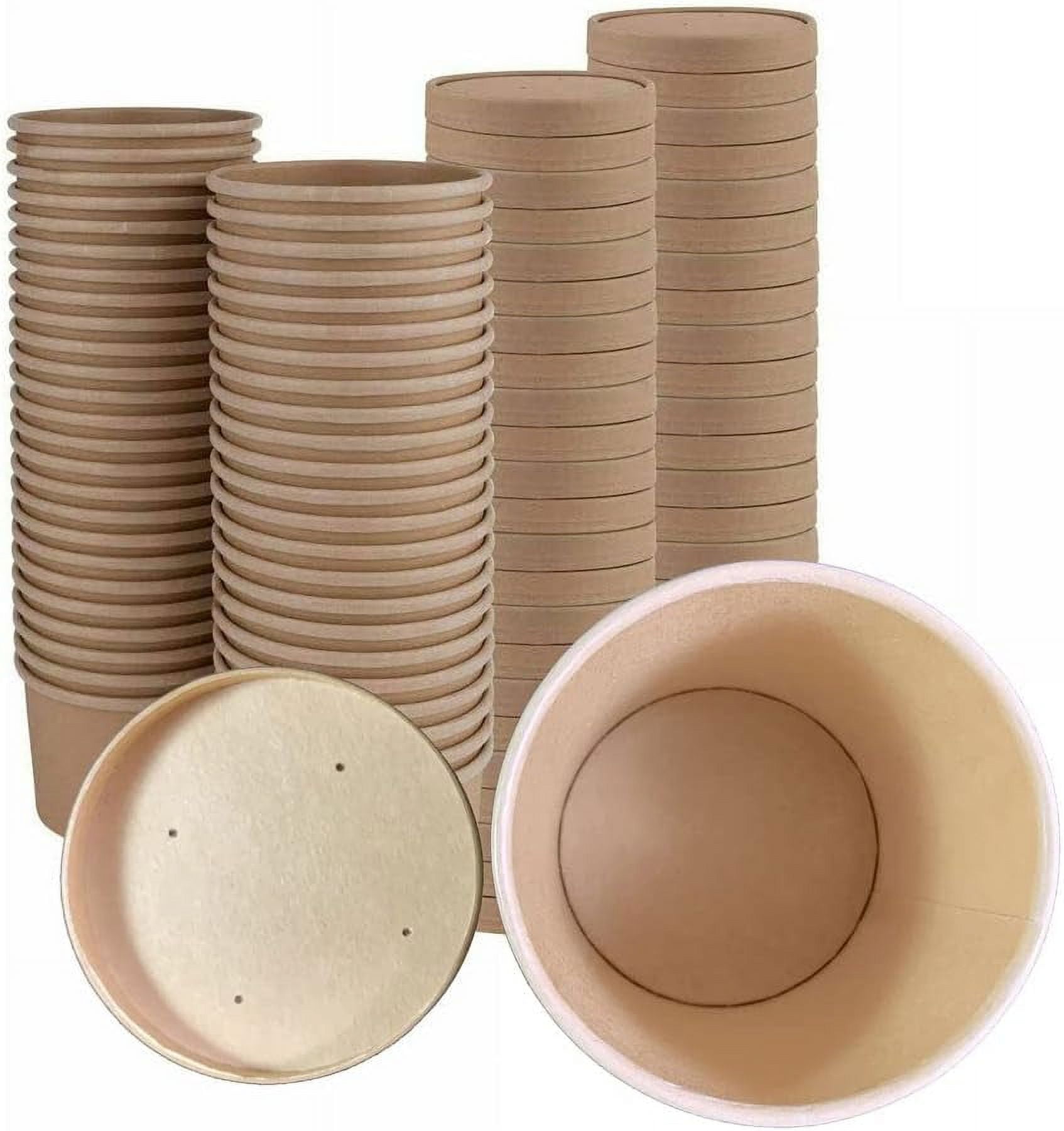 250 Sets Kraft Paper Food Containers With Vented Lids, To Go Hot Soup ...