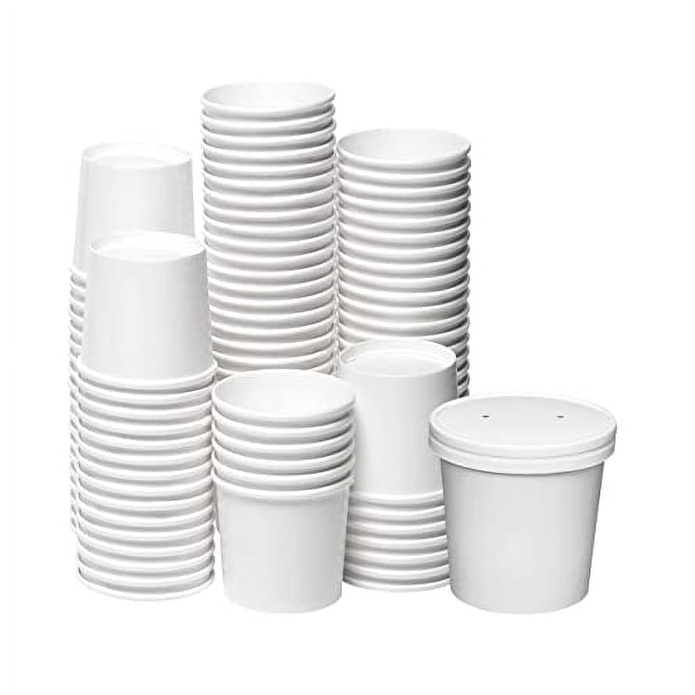 250 Sets White Paper Food Containers With Vented Lids, To Go Hot Soup ...